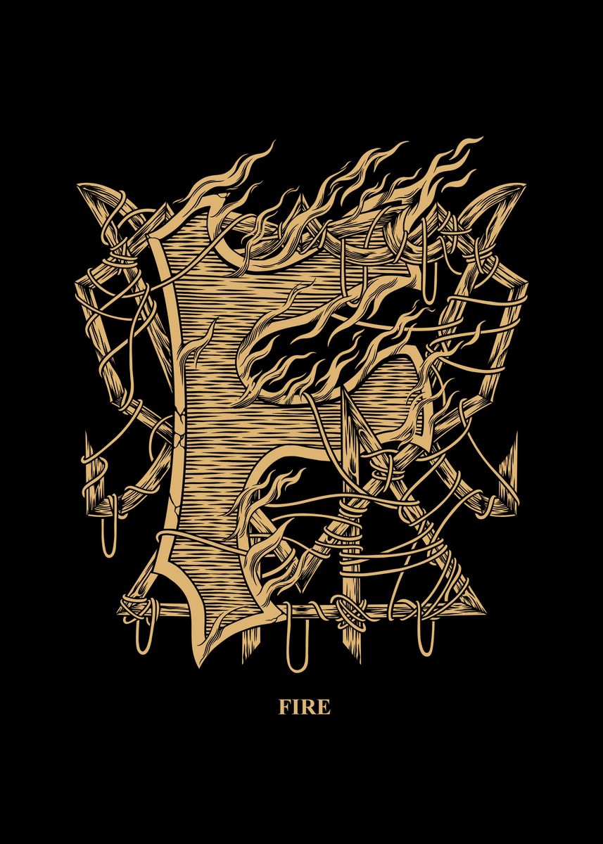 'FIRE' Poster, picture, metal print, paint by masn | Displate