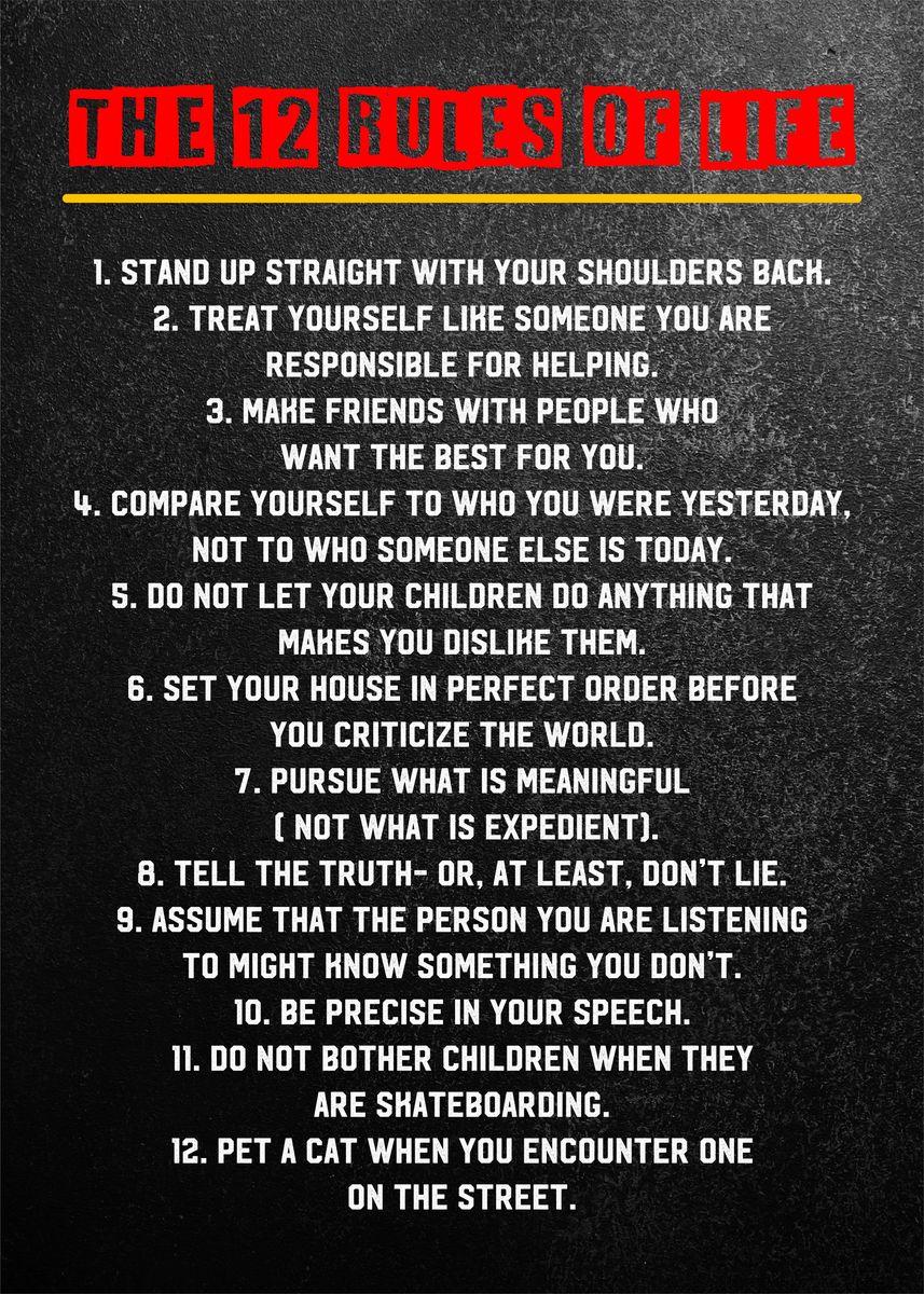 'the 12 rules of life' Poster, picture, metal print, paint by ...