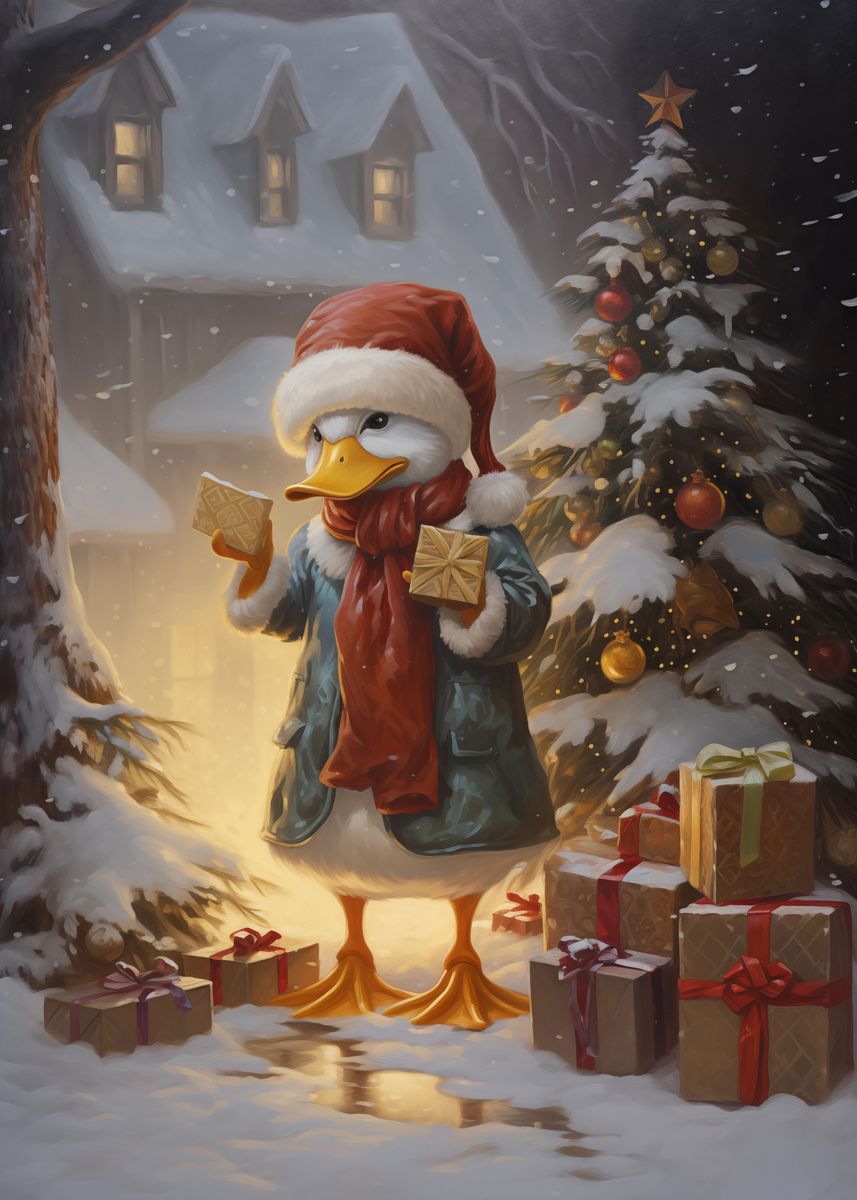 'Xmas Duck' Poster, picture, metal print, paint by Keeling Creative ...