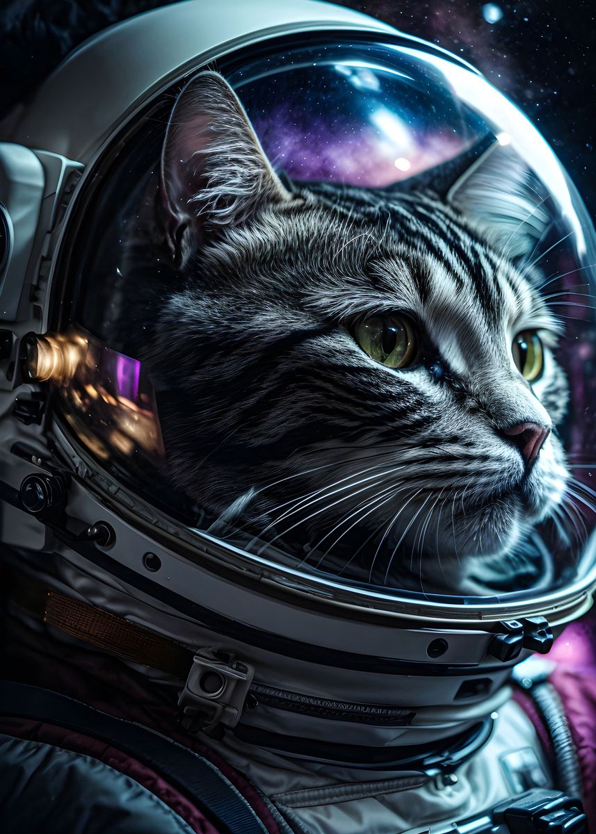 'Cosmic Space Cat' Poster, picture, metal print, paint by Plate ...