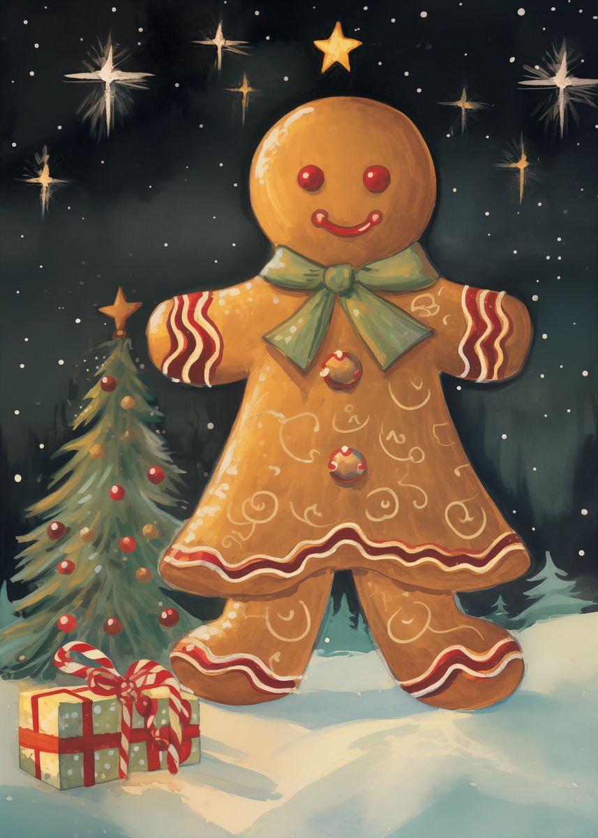 'Funny Xmas Gingerbread' Poster, picture, metal print, paint by Annabel ...