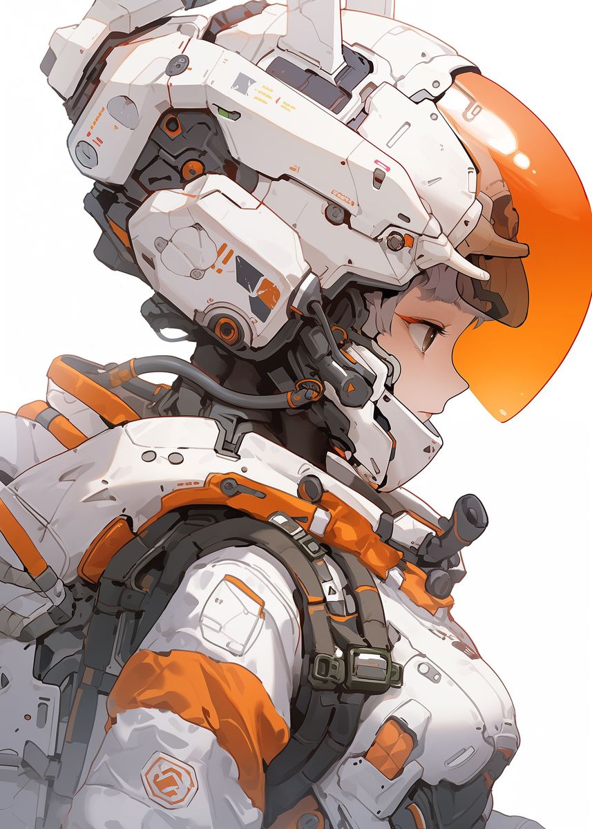 'Anime Mech Girl' Poster, picture, metal print, paint by Eline | Displate