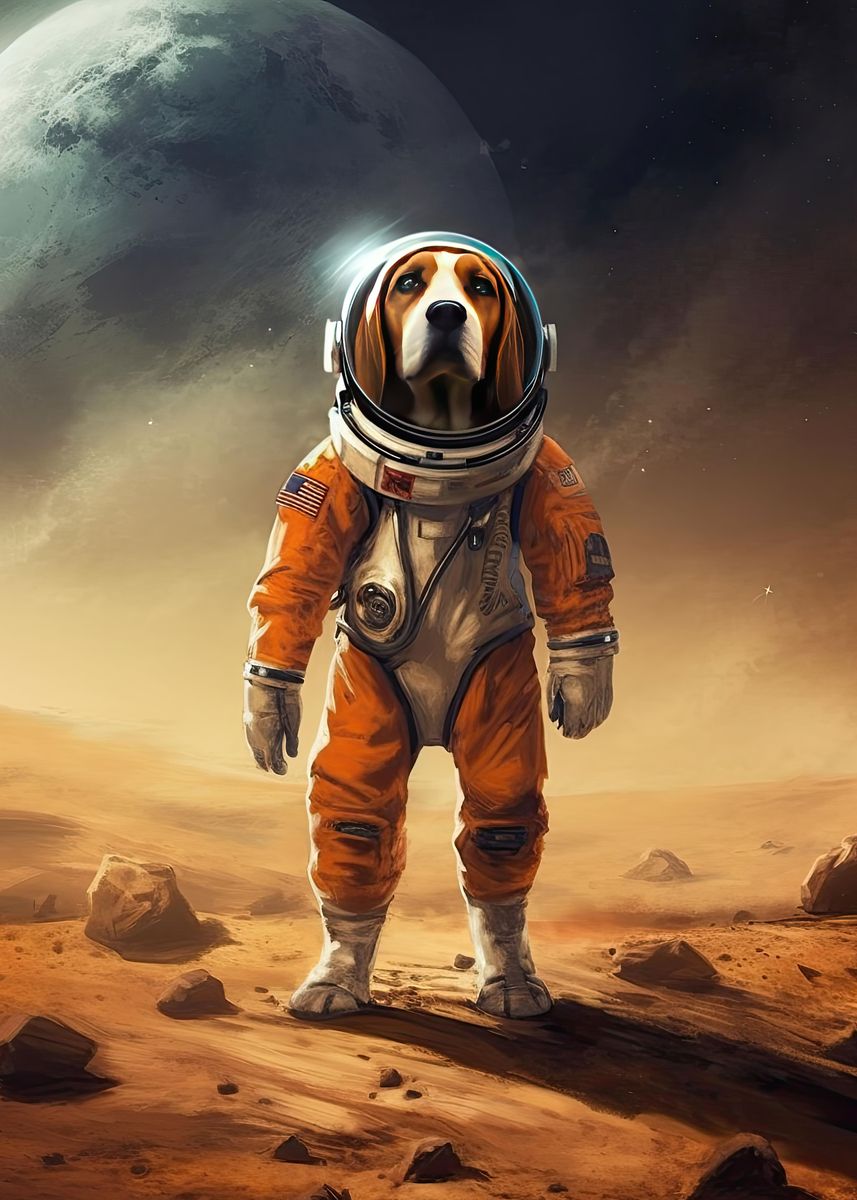 'Beagle Mars' Poster, picture, metal print, paint by PetPrints | Displate