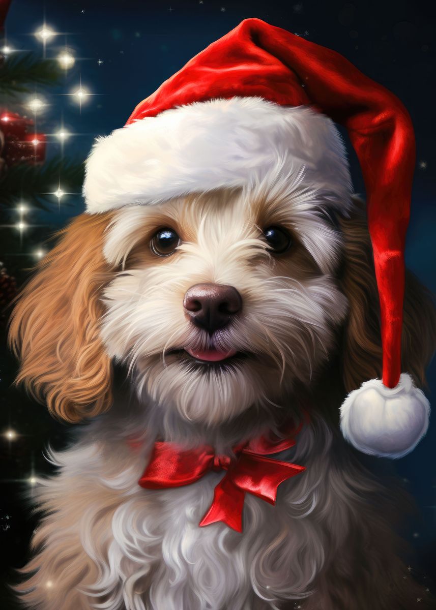 'Cute Christmas Dog 01' Poster, picture, metal print, paint by Matthias ...