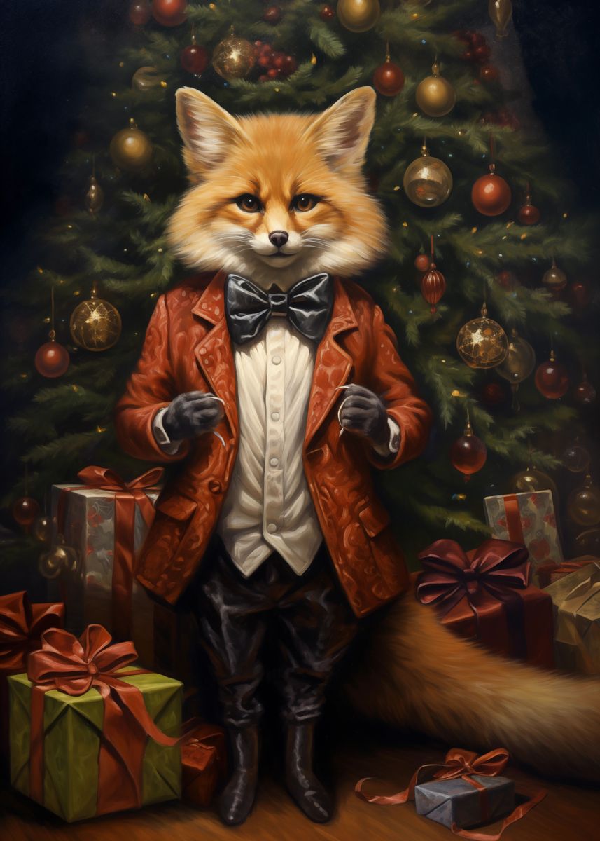 'Fox Christmas' Poster, picture, metal print, paint by Keeling Creative ...