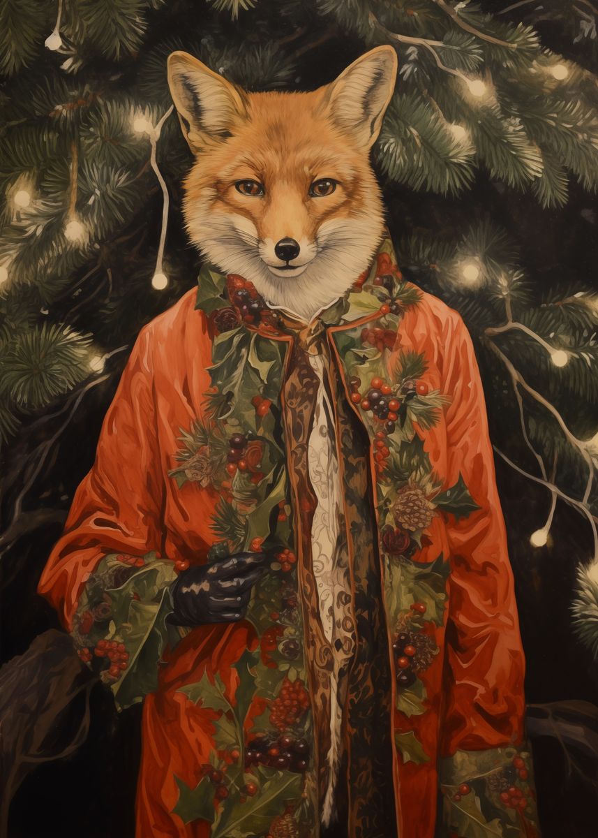 'Old Classic Fox Xmas' Poster, picture, metal print, paint by Adrie ...