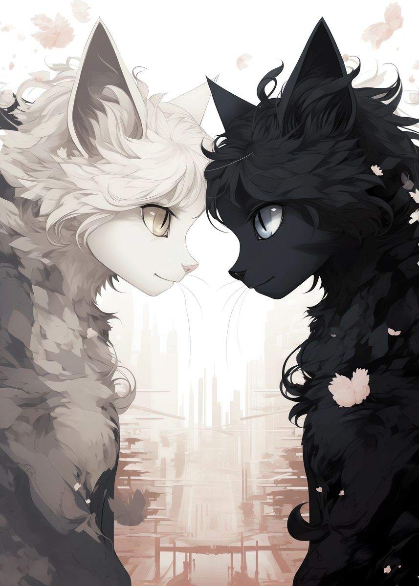'Anime cats love' Poster, picture, metal print, paint by AI and ME ...