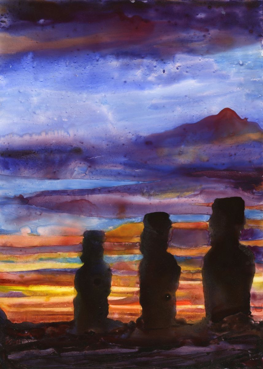 'Easter Island Chile moai' Poster, picture, metal print, paint by Ryan ...