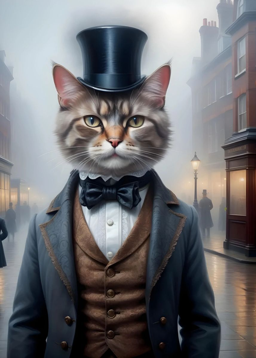 'London Cats No 6' Poster, picture, metal print, paint by KuhlArt ...