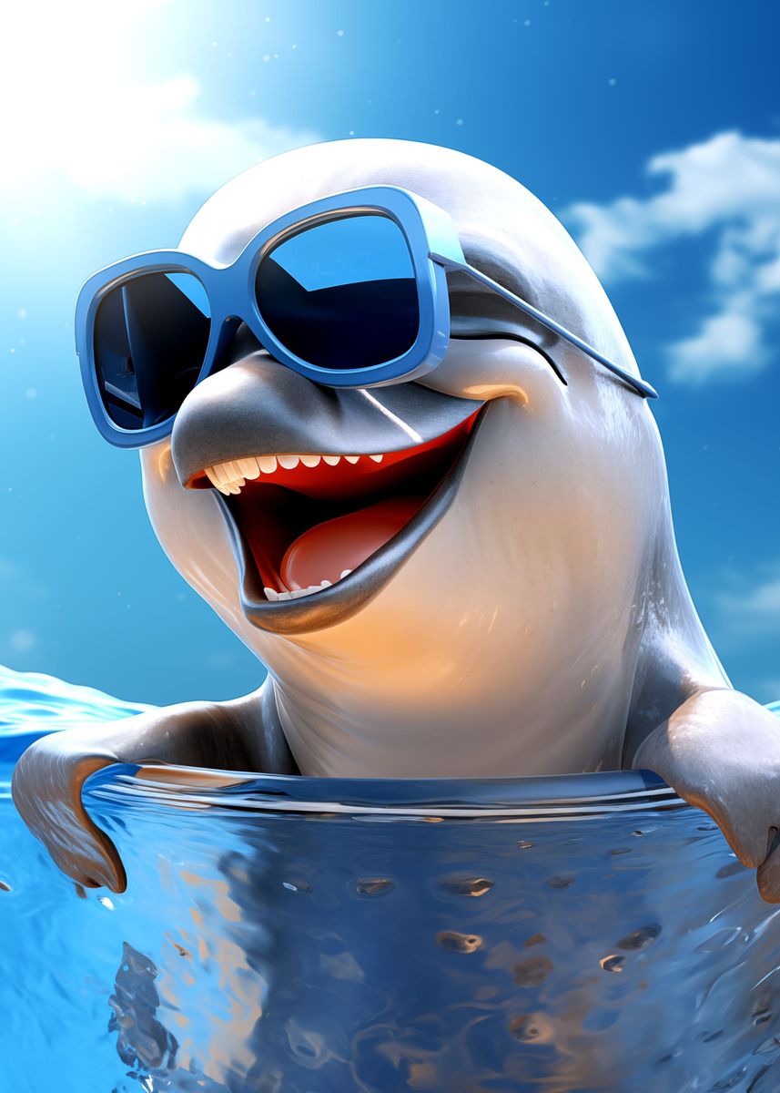 'Dolphin Cute Love Delfin' Poster, picture, metal print, paint by ...