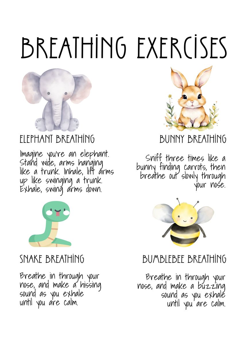'Breathing Exercises Kids 6' Poster, picture, metal print, paint by ...