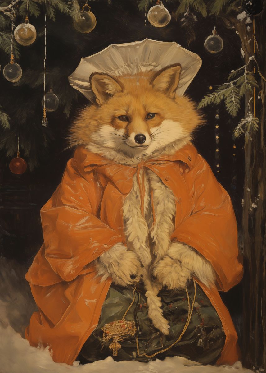 'Old Classic Fox Xmas' Poster, picture, metal print, paint by Adrie ...