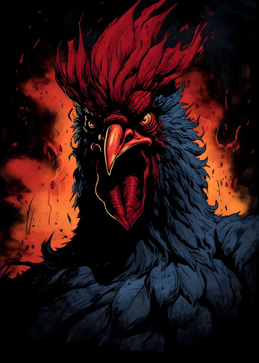'Badass Rooster' Poster, picture, metal print, paint by Spooky Blob ...