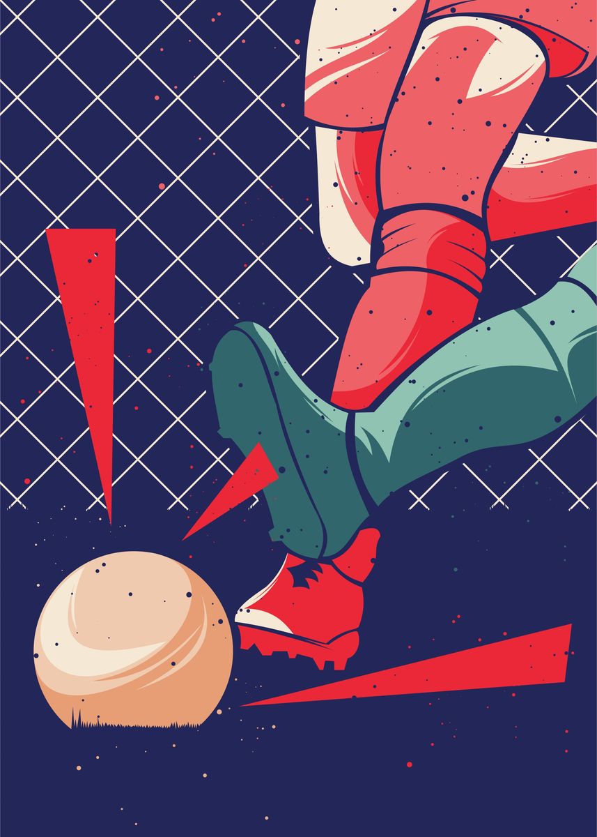 'SLIDING TACKLE IN FOOTBALL' Poster, picture, metal print, paint by ...