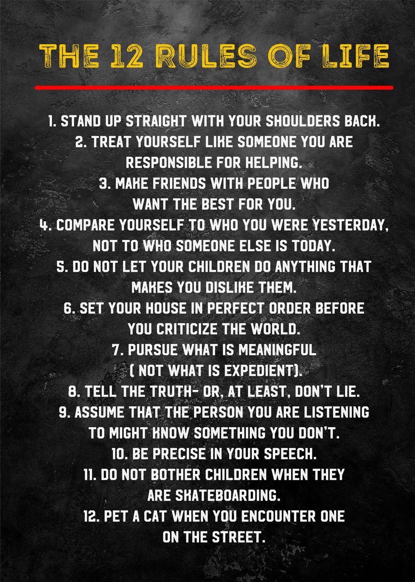 'the 12 rules of life' Poster, picture, metal print, paint by ...