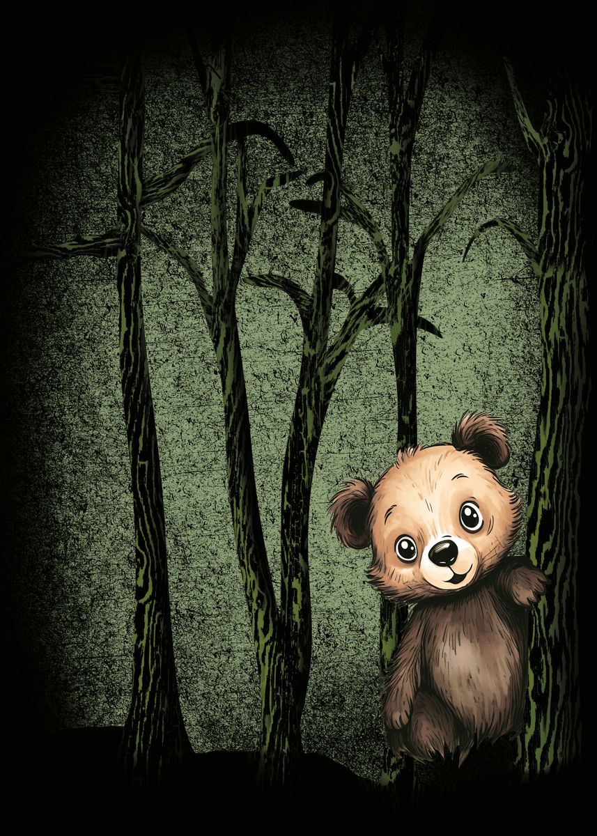 'Cute Teddy Bear Forrest' Poster, picture, metal print, paint by ...