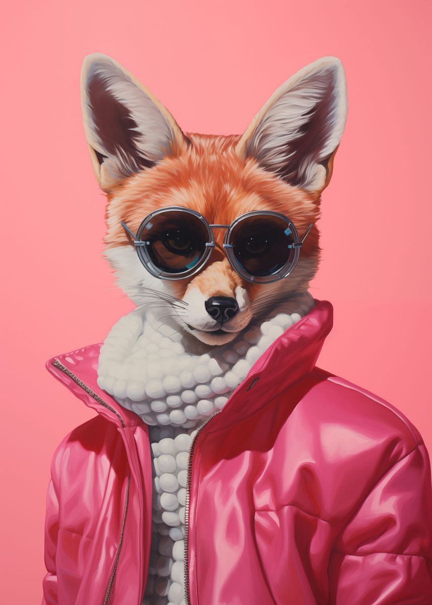 'Pink Fox Xmas' Poster, picture, metal print, paint by Alazia Oleary ...