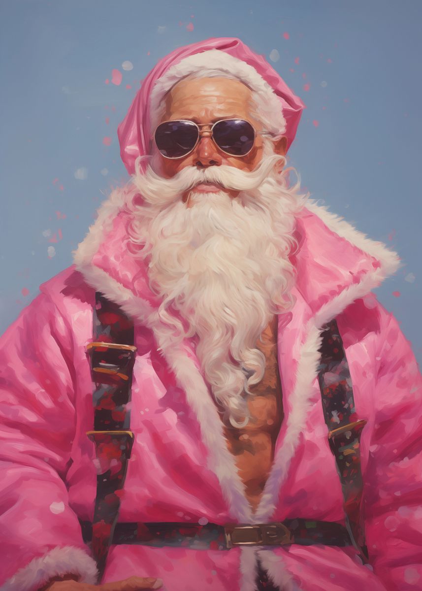 'Pink Santa Claus Xmas' Poster, picture, metal print, paint by Alazia ...
