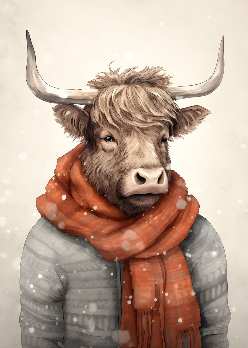'cows wearing sweater' Poster, picture, metal print, paint by OTASTD ...