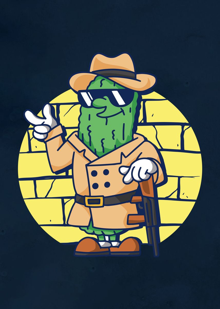 'Pickle Food Secret Agent' Poster, picture, metal print, paint by ...