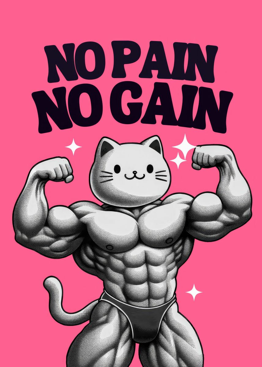 'Motivational cat poster ' Poster, picture, metal print, paint by Ji ...