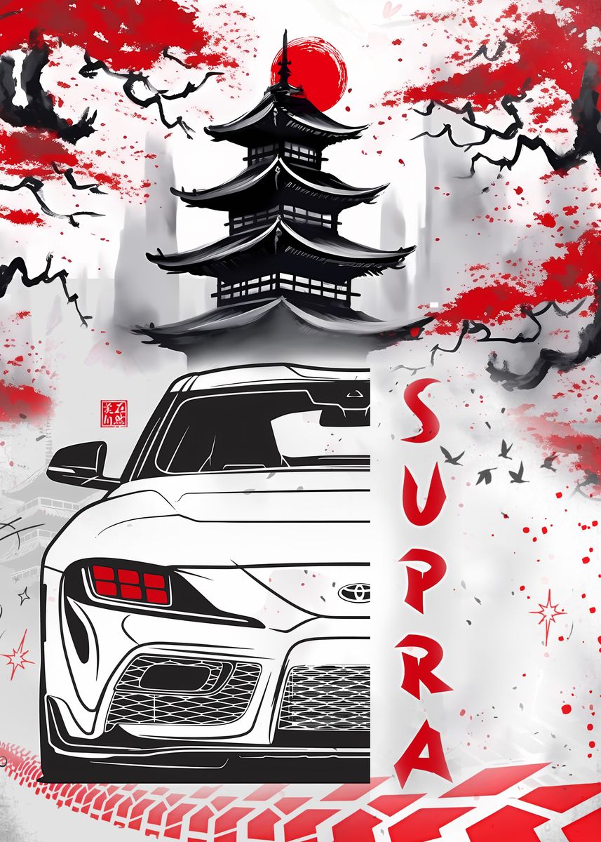 'Toyota Supra car' Poster, picture, metal print, paint by ALEX SHINDER ...
