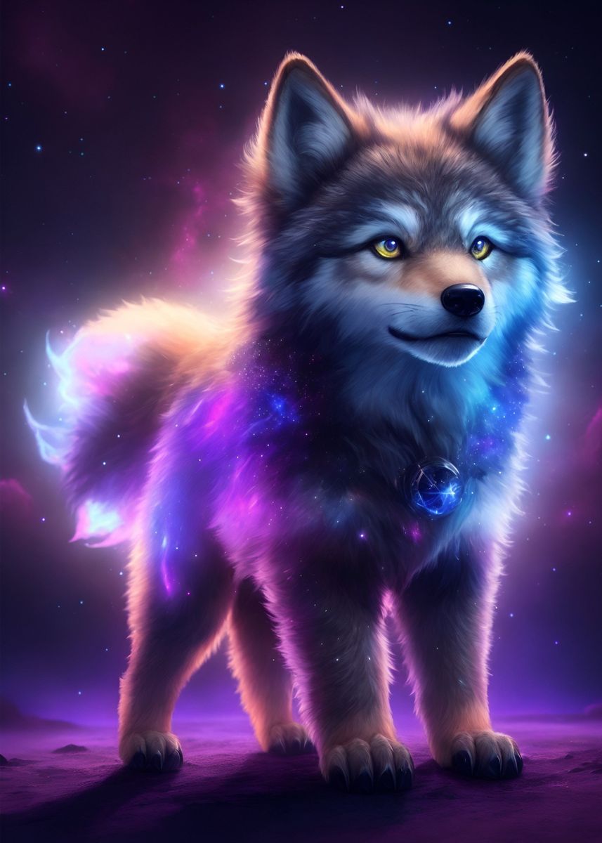 'Cute fluffy cub' Poster, picture, metal print, paint by Below Horizon ...