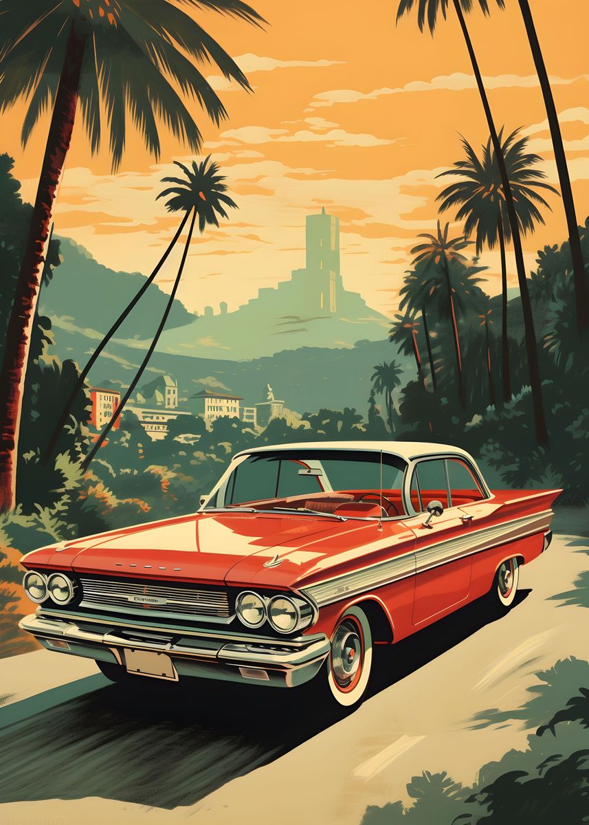 '1960s Vintage car ' Poster, picture, metal print, paint by MajopArt ...