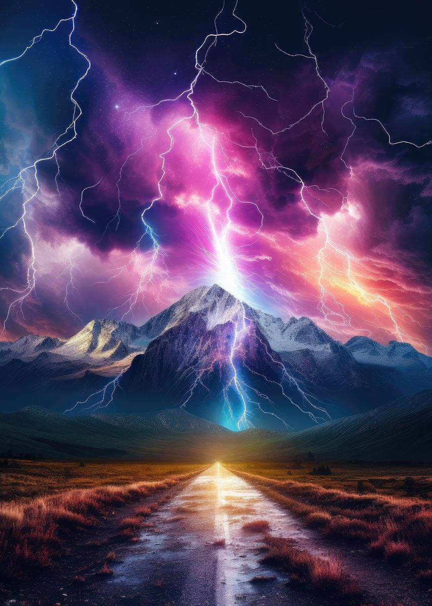 'Lightning Storm' Poster, picture, metal print, paint by Senja Kolesnyk ...