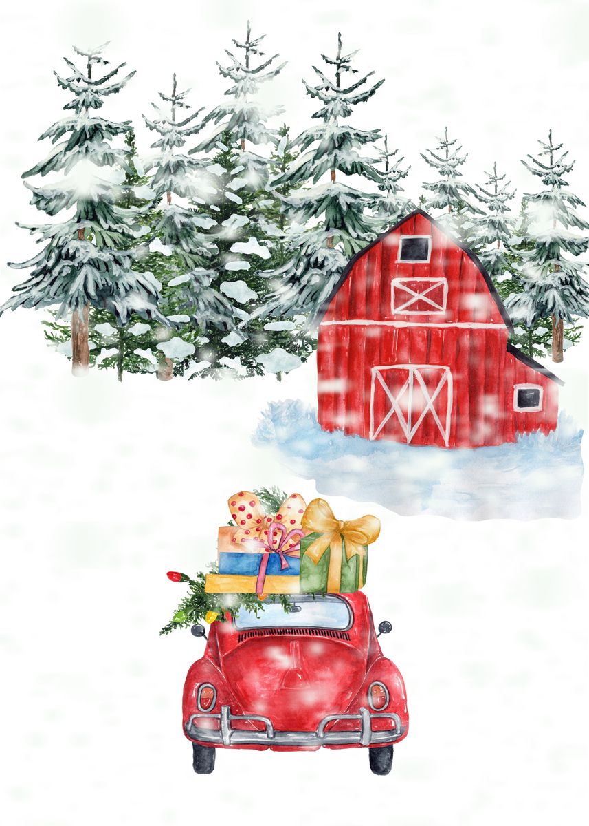 'Christmas morning ' Poster, picture, metal print, paint by Art By Liz ...