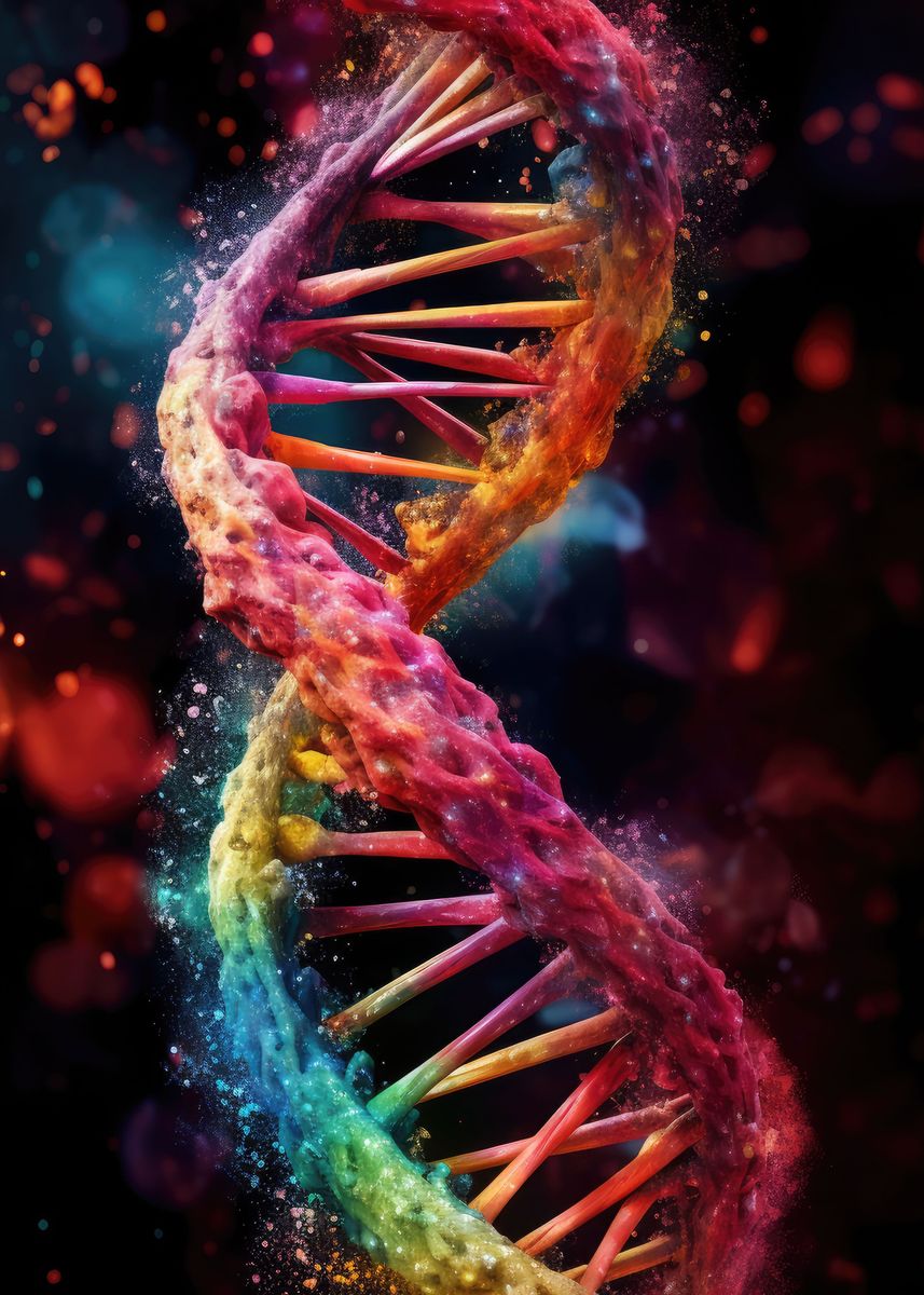 'Rainbow Human DNA' Poster, picture, metal print, paint by GLITCHED ART ...