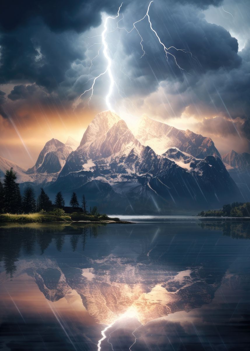 'Lightning Storm' Poster, picture, metal print, paint by Senja Kolesnyk ...