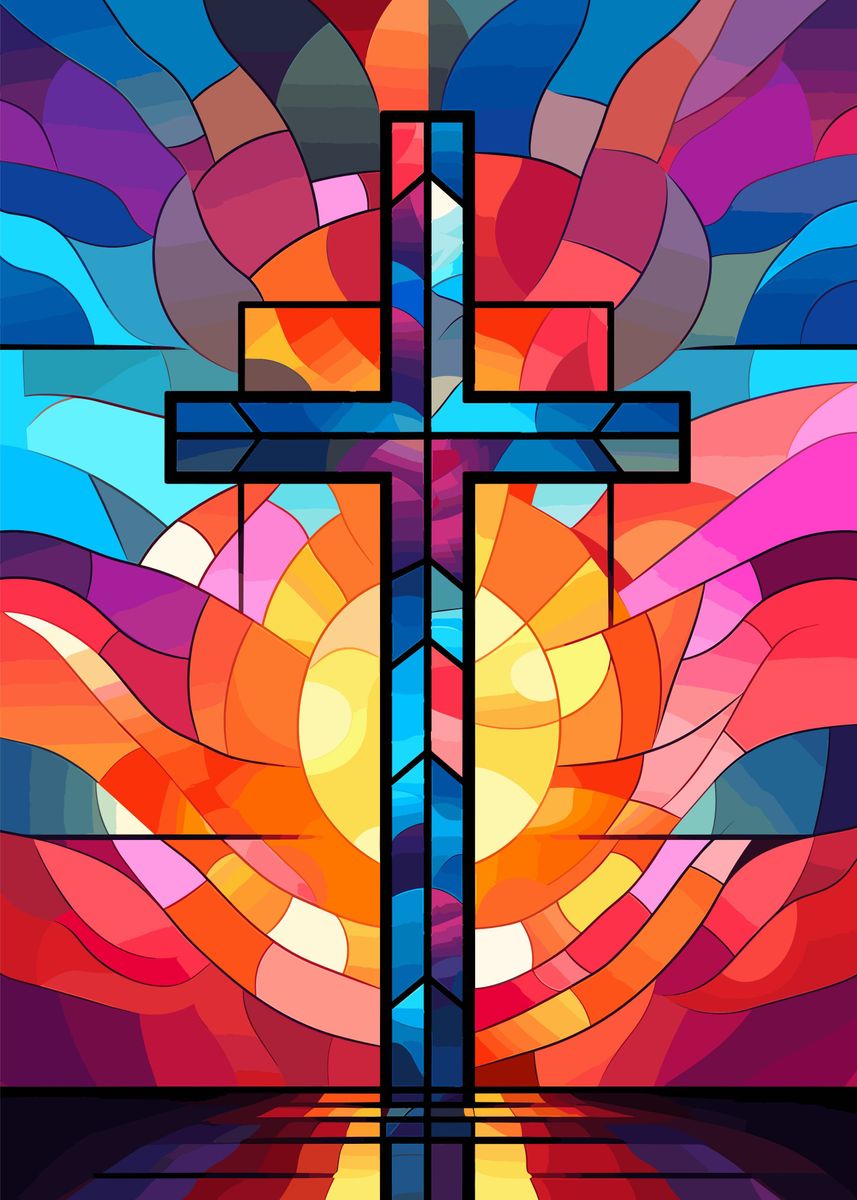 'Jesus Christ Cross Glass' Poster, picture, metal print, paint by ...