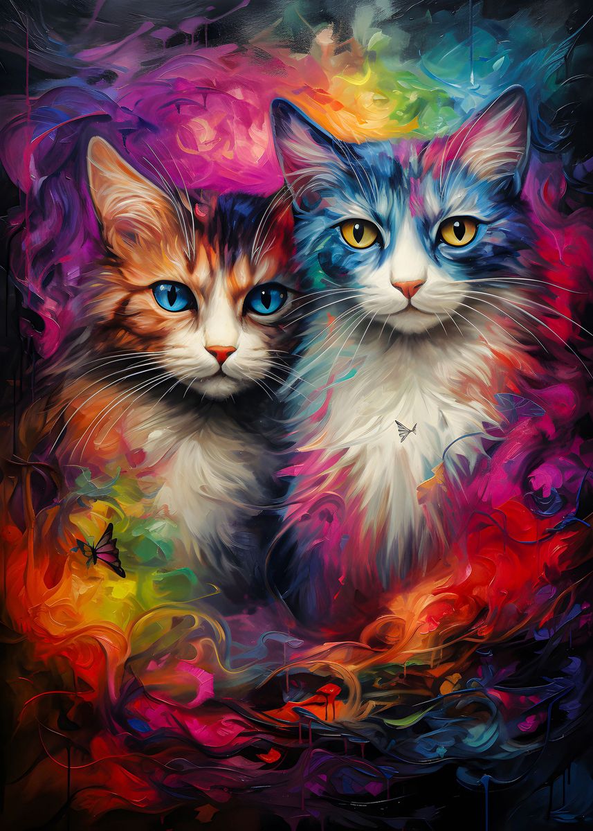 'Cats Painting Poster' Poster, picture, metal print, paint by berly ...