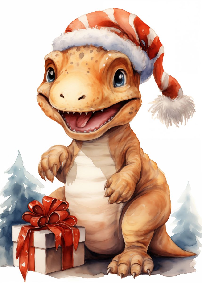 'Jolly Puppy T Rex Dinosaur' Poster, picture, metal print, paint by ...