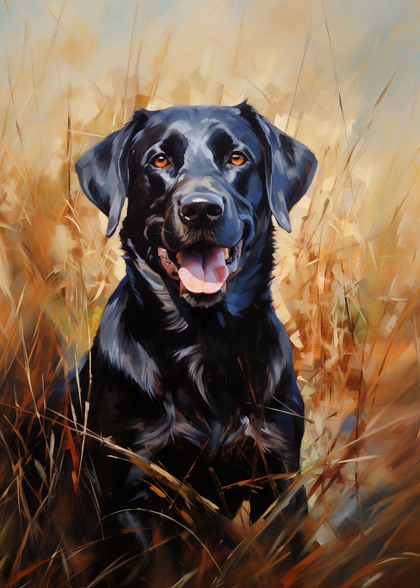 'Black labrador retrieve' Poster, picture, metal print, paint by ...