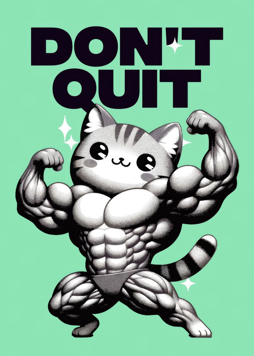 'Stoic fitness cat ' Poster, picture, metal print, paint by Ji wong ...