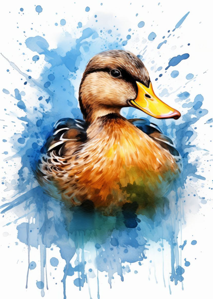 'Duck Color' Poster, picture, metal print, paint by Alisson | Displate
