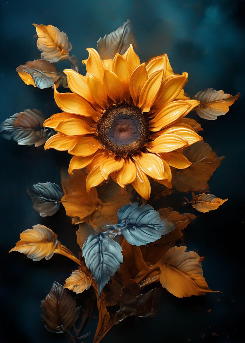 'Sunflower Bliss' Poster, picture, metal print, paint by Mark Vincent ...