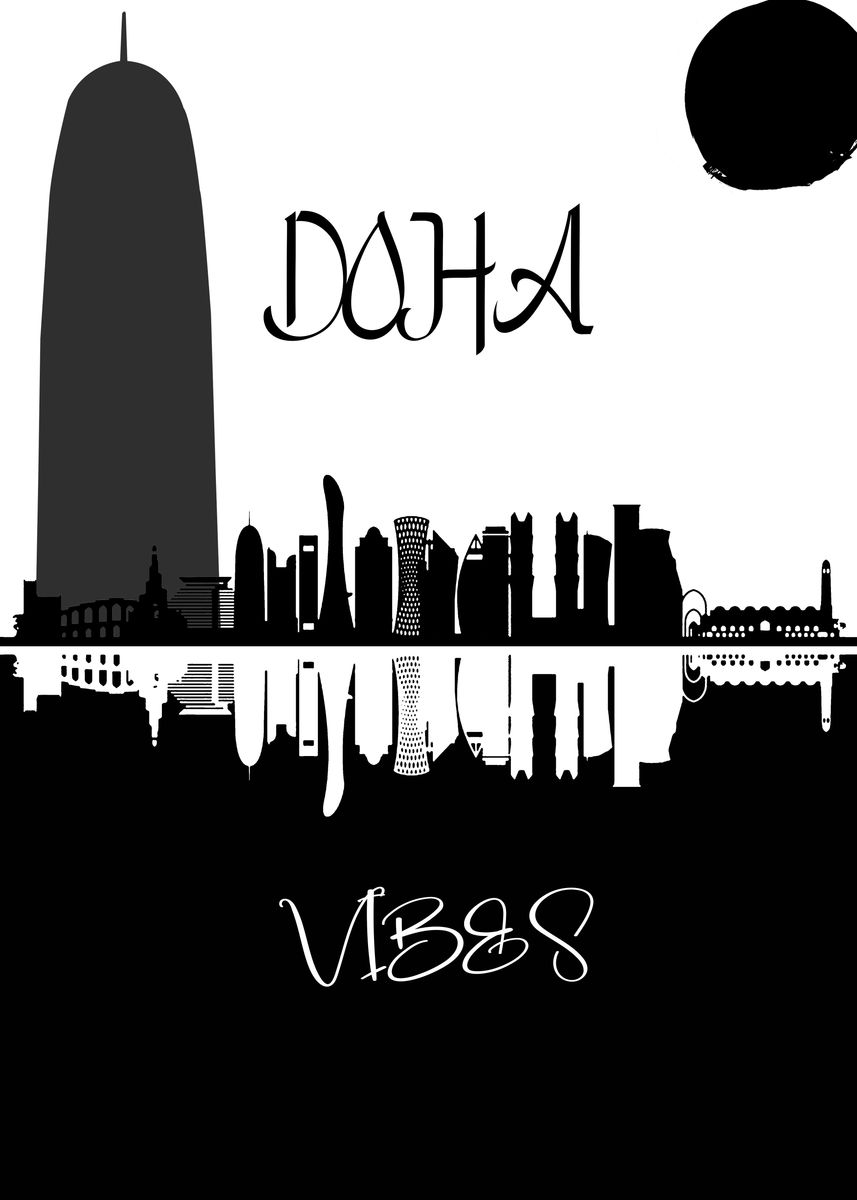 ' Doha Vibes Poster' Poster, picture, metal print, paint by Abdul Oba ...