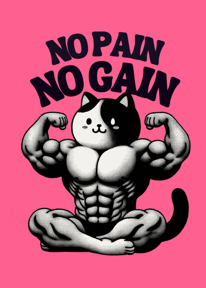 'Motivational coach cat ' Poster, picture, metal print, paint by Ji ...