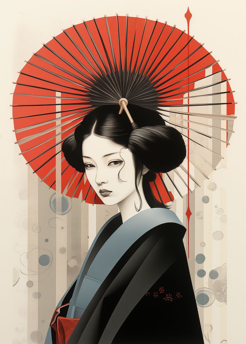 'Beautiful Geisha' Poster, picture, metal print, paint by Keller ...