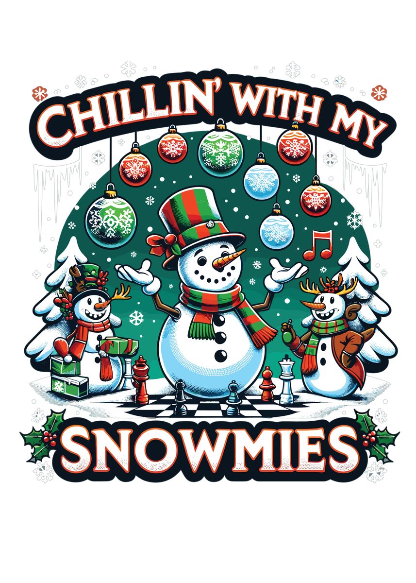 'Chillin With My Snowmies' Poster, picture, metal print, paint by ZS C ...