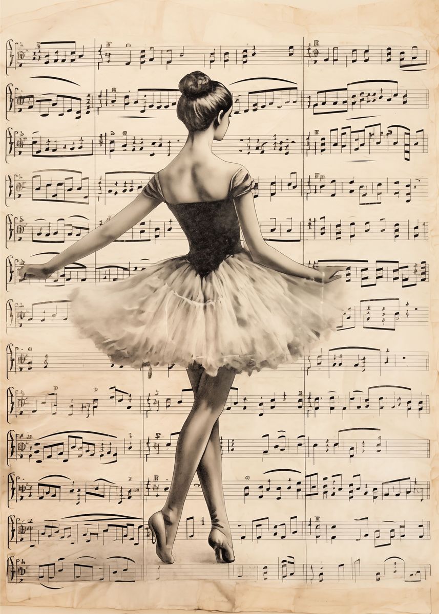 'Ballerina Sheet Music' Poster, picture, metal print, paint by Eline ...