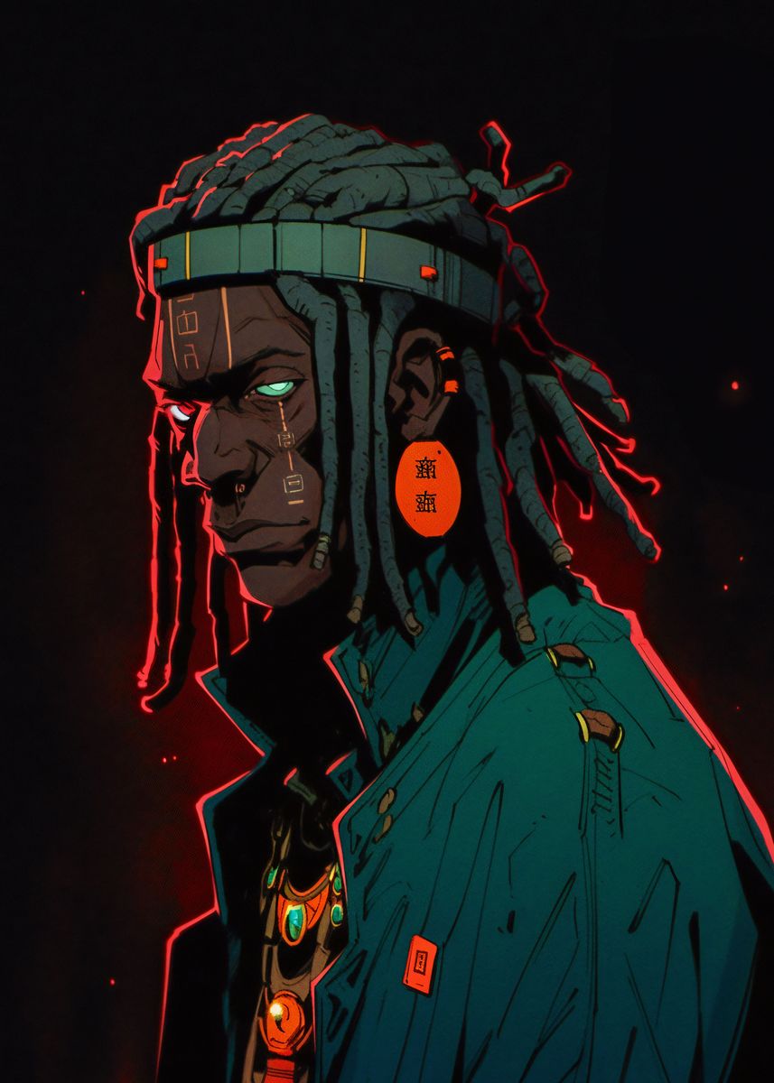 'Cyber dreads' Poster, picture, metal print, paint by Pozter | Displate