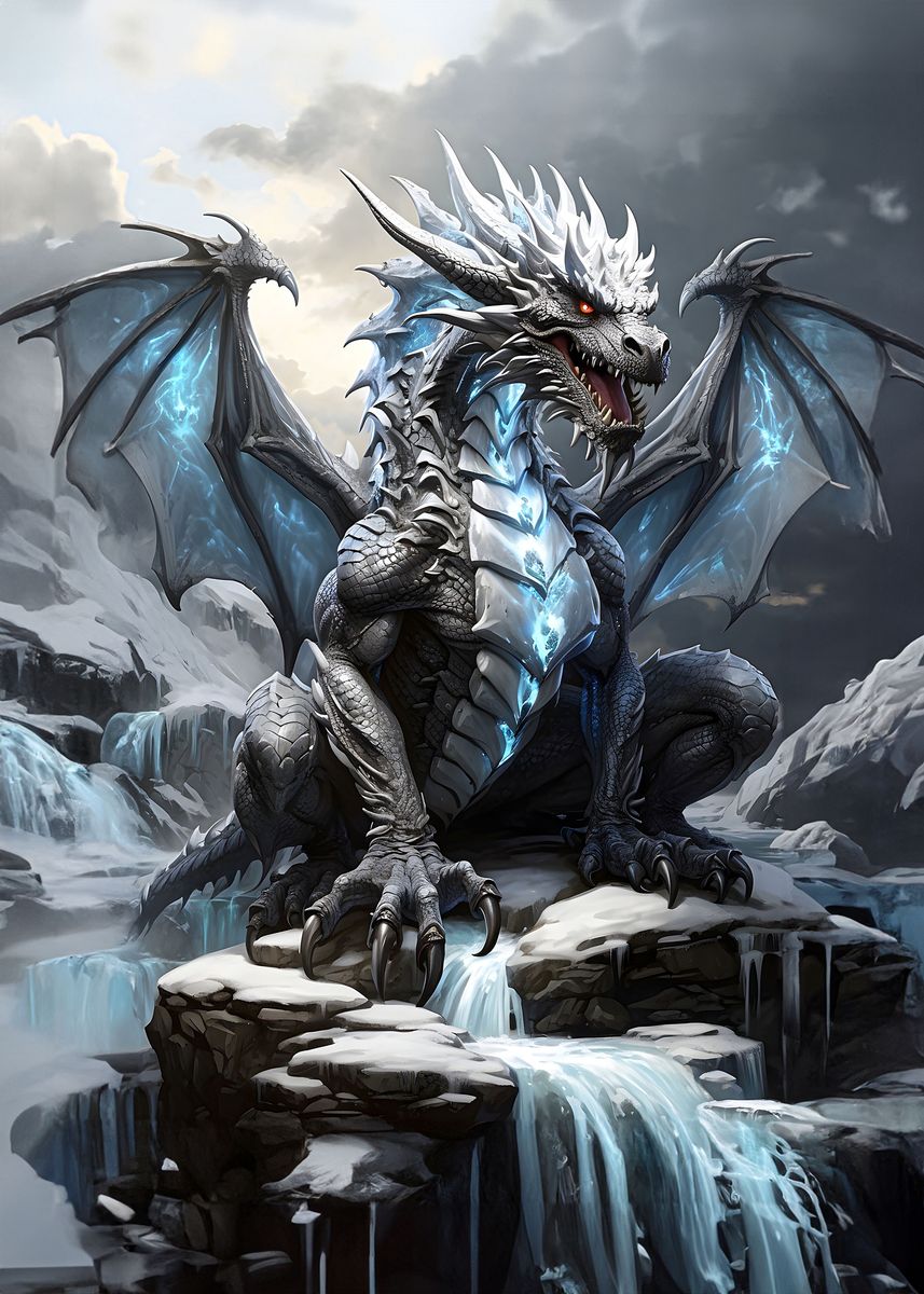 'Ice Dragon' Poster, picture, metal print, paint by ArtFusion | Displate