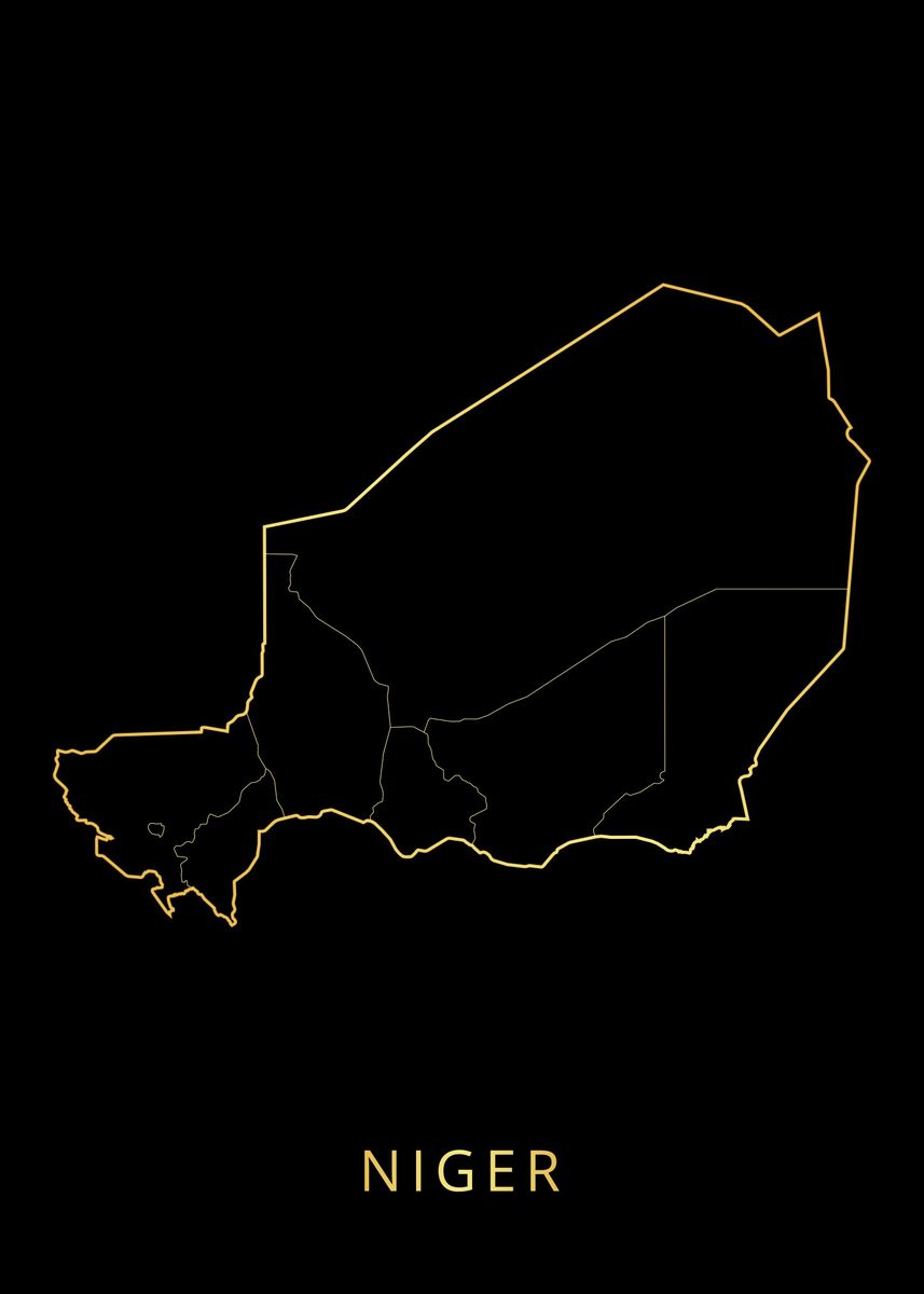 'Niger Map' Poster, picture, metal print, paint by Deeo | Displate