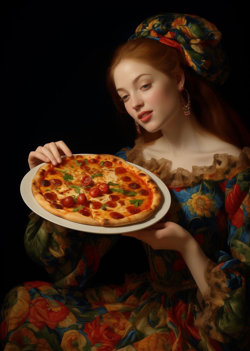 'Pizza Maid' Poster, picture, metal print, paint by Jakeo Studio | Displate