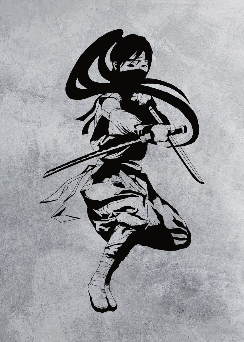 'ninja stencil art' Poster, picture, metal print, paint by Bestselling ...