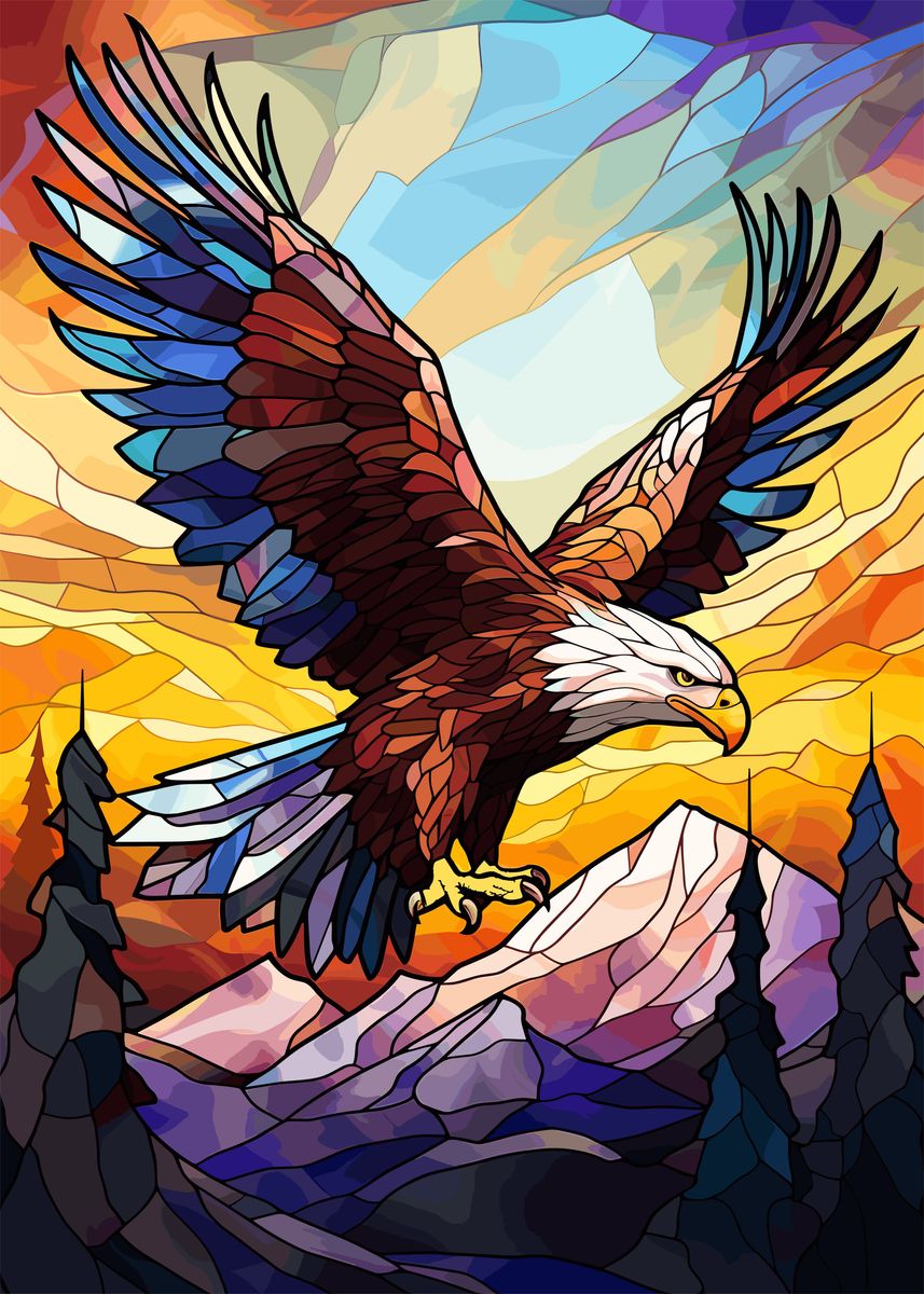 'Colorful American Eagle' Poster, picture, metal print, paint by Star ...